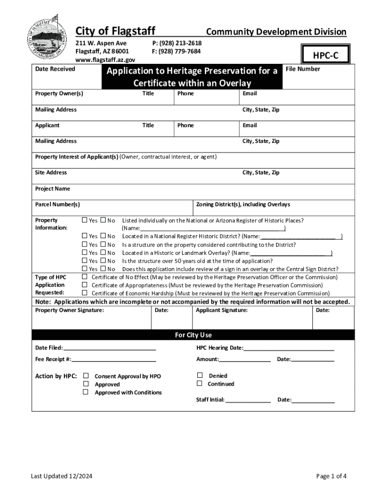 Fillable Online Heritage Preservation Certificate Application Fax Email ...