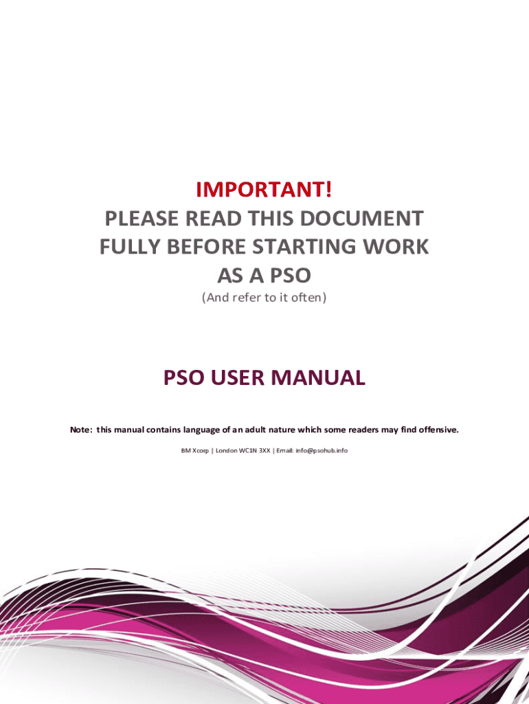 Fillable Online Important Pso User Manual Fax Email Print - pdfFiller