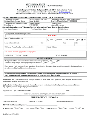 Fillable Online Youth Program Criminal Background Check (cbc ...