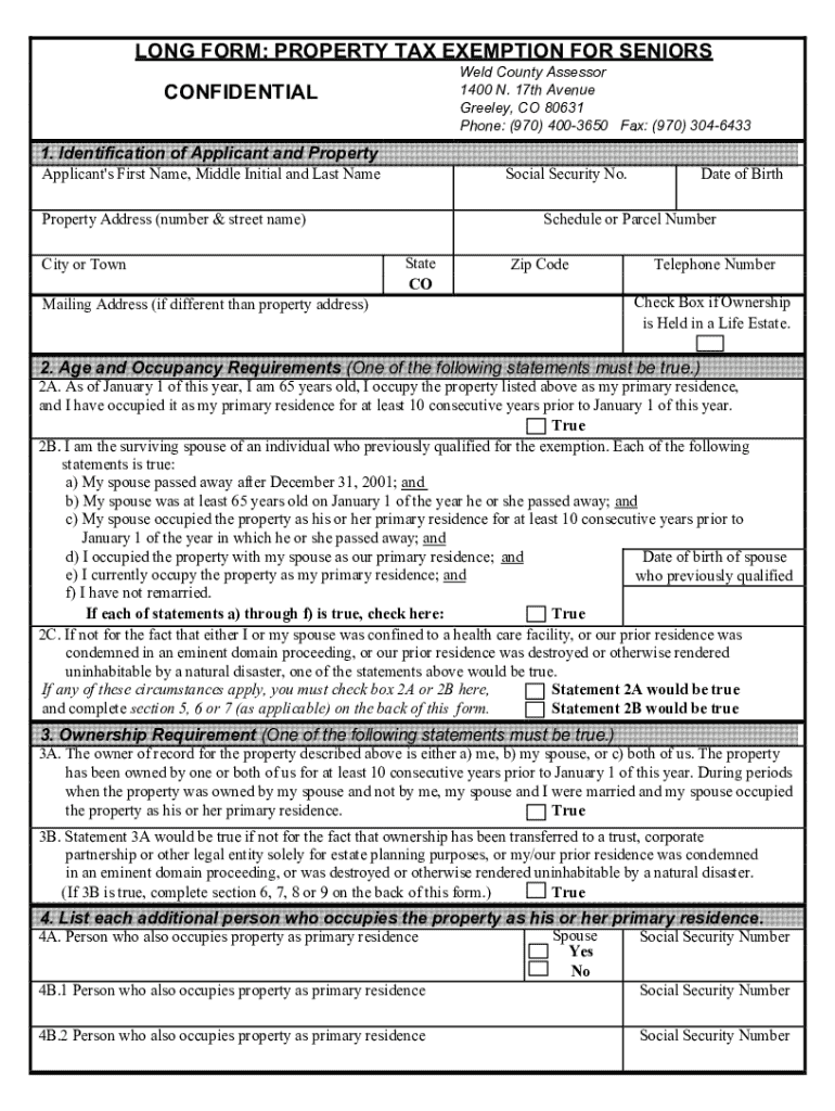 Fillable Online Senior Property Tax Homestead Exemption Application Fax ...