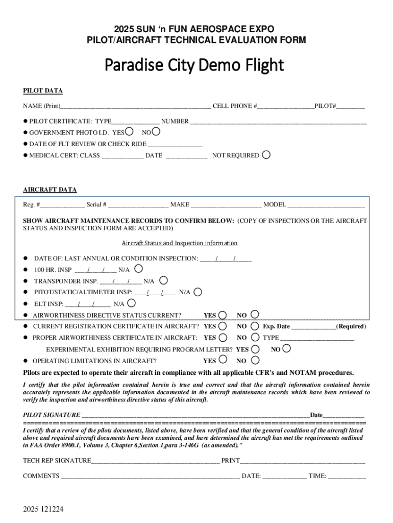 Fillable Online 2025 Sun ‘n Fun Aerospace Expo Fax Email Print - pdfFiller