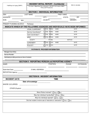 Fillable Online Incident Initial Report - Confidential Fax Email Print - pdfFiller