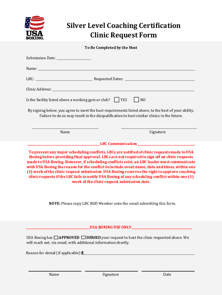Fillable Online Usa Boxing Silver Level Coaching Certification Clinic ...
