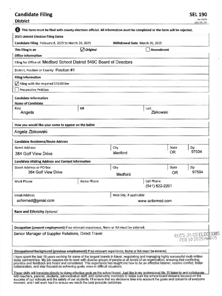 Fillable Online Candidate Filing Fax Email Print - pdfFiller