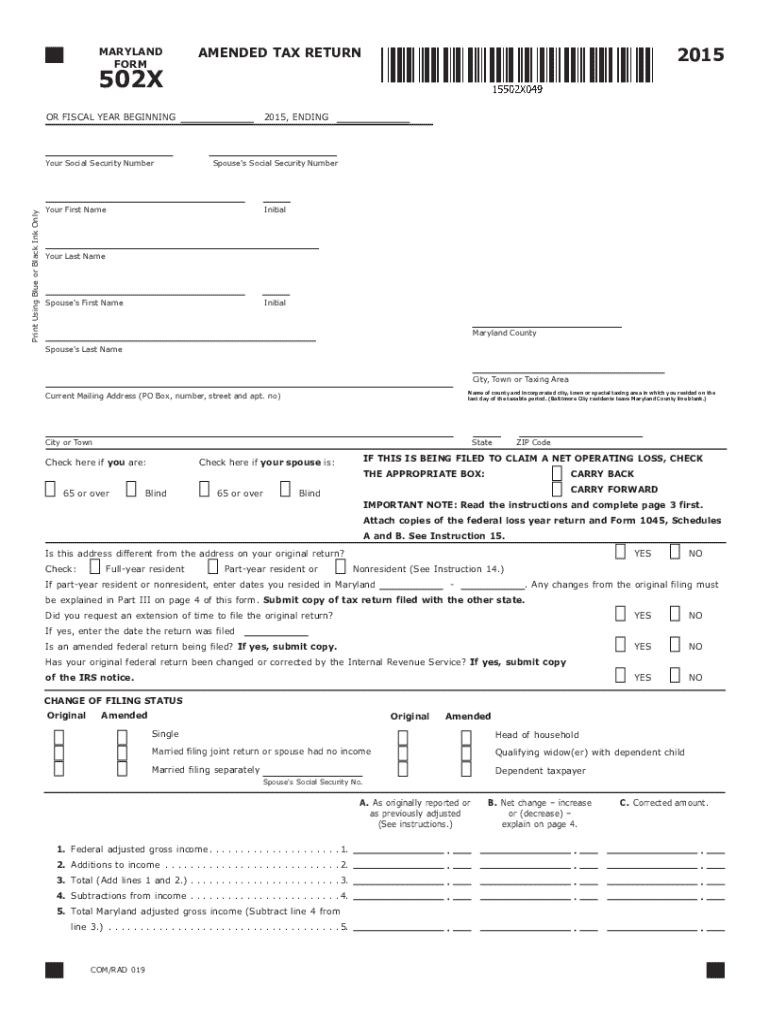 Fillable Online 2015 Amended Tax Return Fax Email Print - pdfFiller