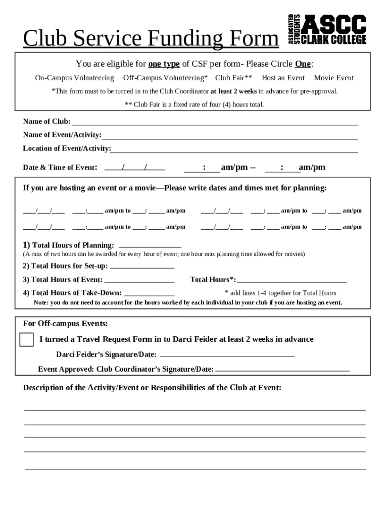 Club Service Funding Doc Template | pdfFiller