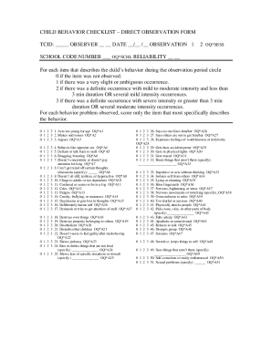 Fillable Online Child Behavior Checklist Fax Email Print - pdfFiller