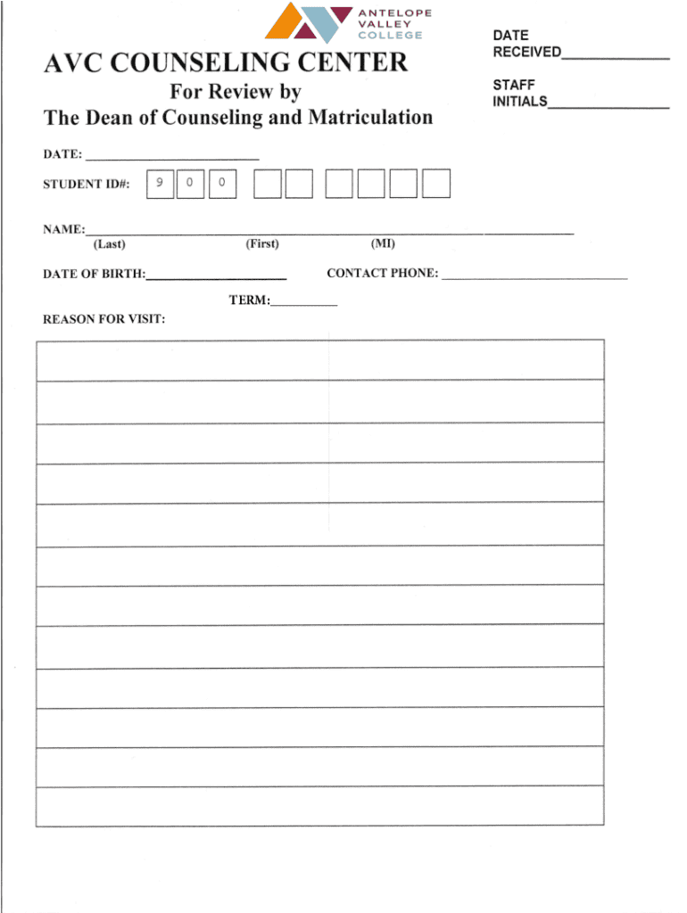 Fillable Online Counseling Center Review Request Fax Email Print - pdfFiller