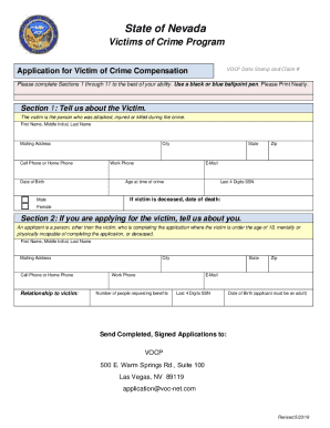 Fillable Online Victims of Crime Program Application Fax Email Print ...