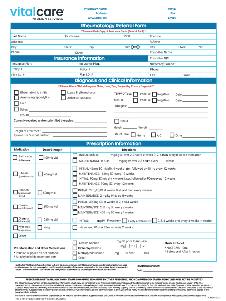 Fillable Online Rheumatology Referral Form Fax Email Print - pdfFiller