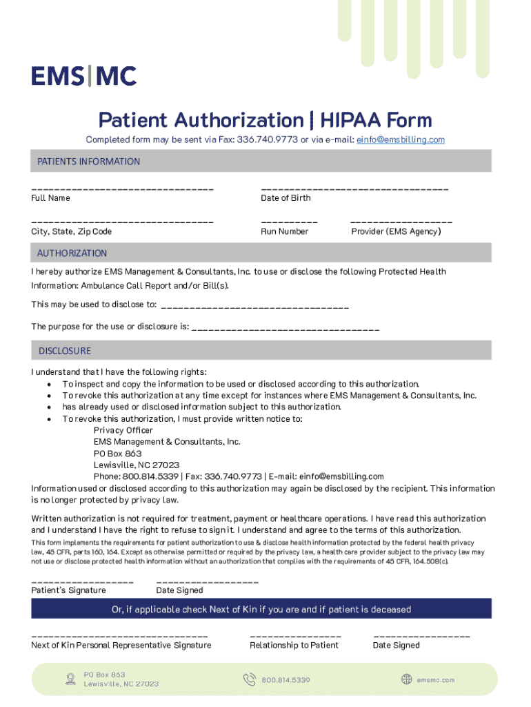 Fillable Online Patient Authorization for Use and Disclosure of ...