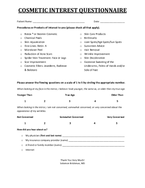 Fillable Online Cosmetic Interest Questionnaire Fax Email Print - pdfFiller