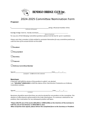 Fillable Online 2024-2025 Committee Nomination Form Fax Email Print ...