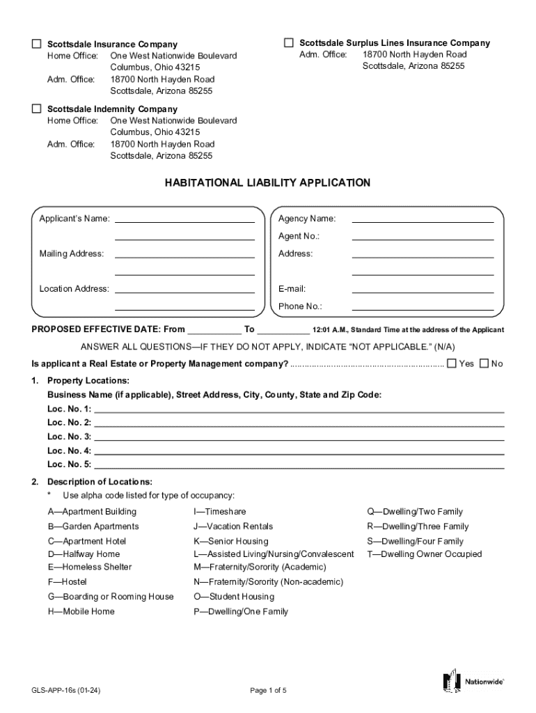 Habitational Liability Application: Fill out & sign online | DocHub