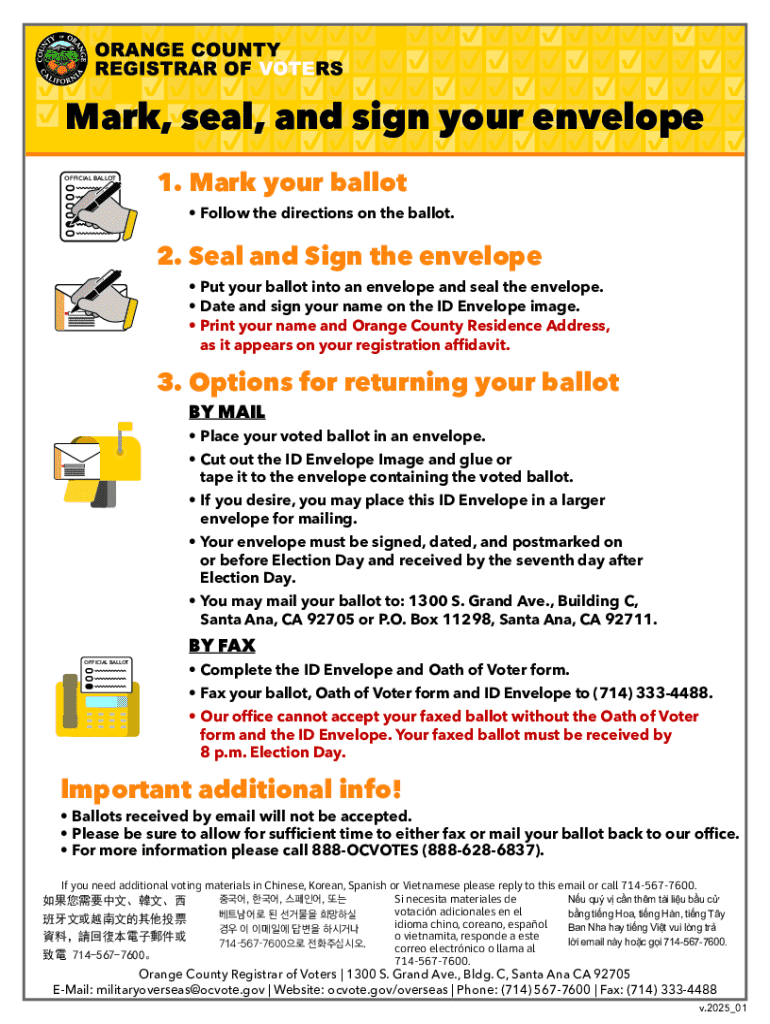 Fillable Online Voting Instructions for Orange County Fax Email Print ...