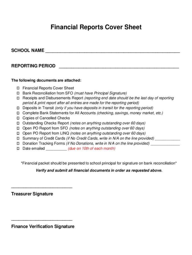 Fillable Online Financial Reports Cover Sheet Fax Email Print - pdfFiller