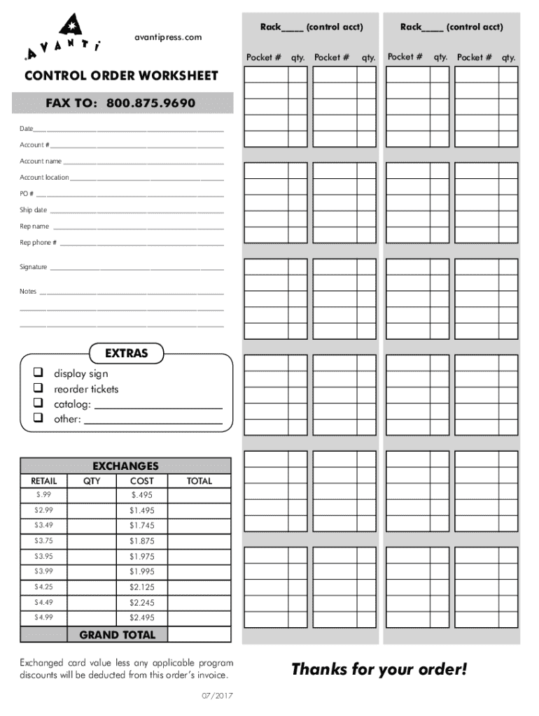 Fillable Online Rack (control acct) Fax Email Print - pdfFiller