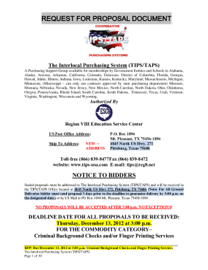 Fillable Online Request for Proposal for Criminal Background Checks and Finger Printing Services ...