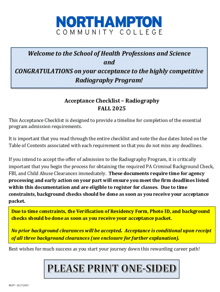 Fillable Online Radiography Program Acceptance Checklist Fax Email ...