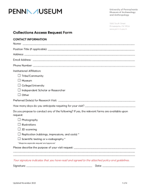 Fillable Online Collections Access Request Fax Email Print - pdfFiller