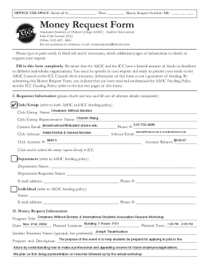 Fillable Online Money Request Form Fax Email Print - pdfFiller