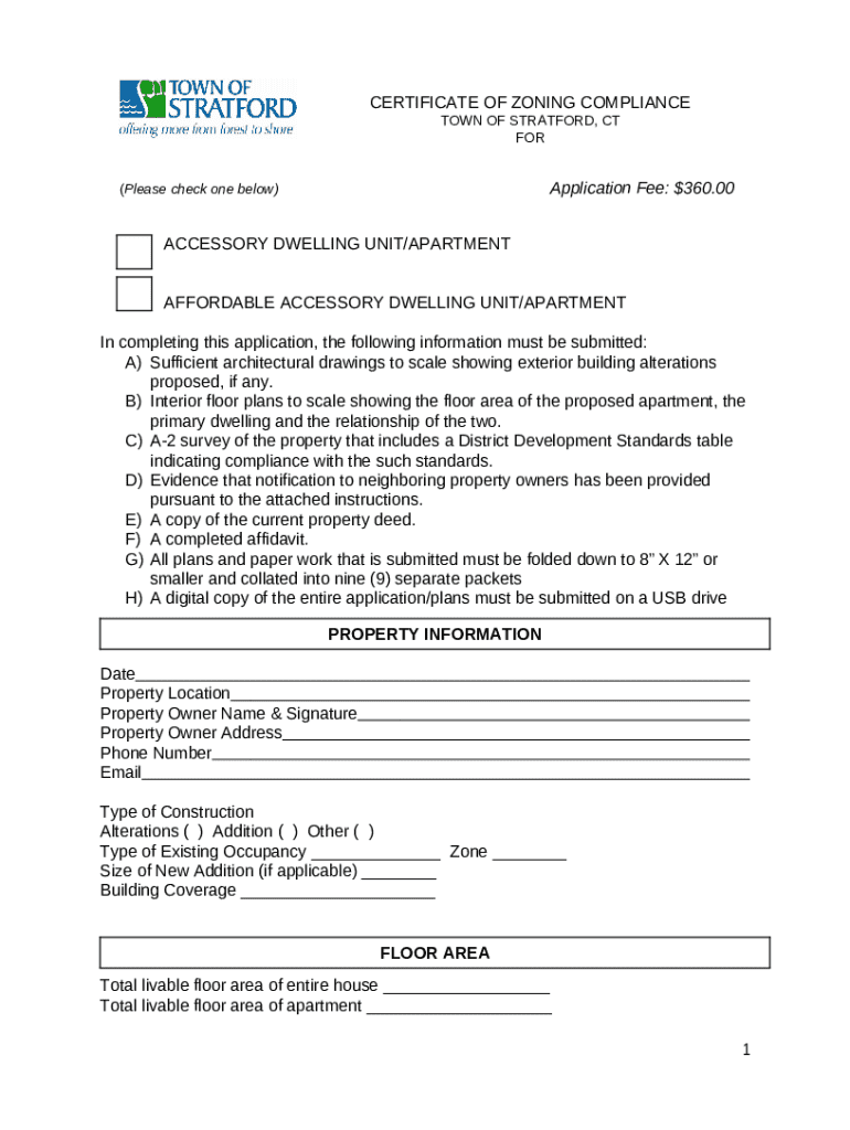 Certificate of Zoning Compliance Doc Template | pdfFiller