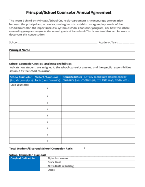 Fillable Online Principal/school Counselor Annual Agreement Fax Email ...