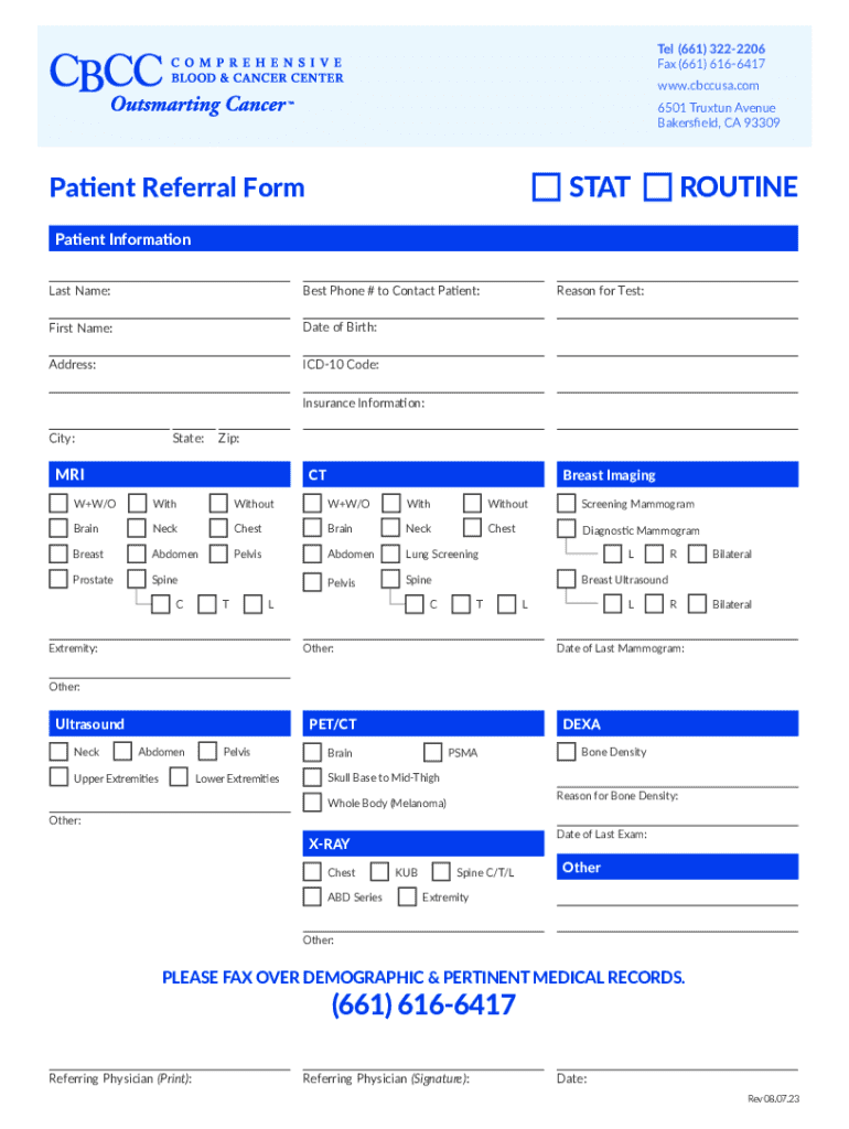 Fillable Online Stat Patient Referral Form Fax Email Print - pdfFiller