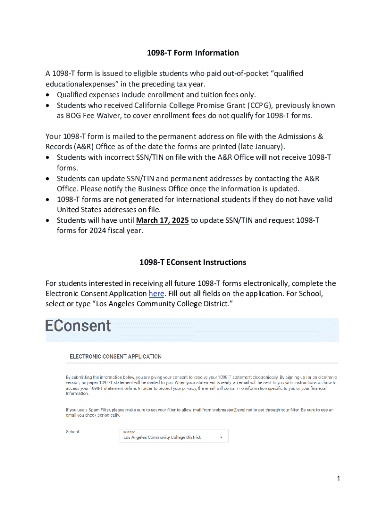 Fillable Online 1098-t Form Information Fax Email Print - pdfFiller