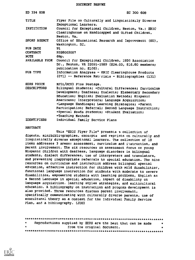 Fillable Online ED 334 808 Fax Email Print - pdfFiller