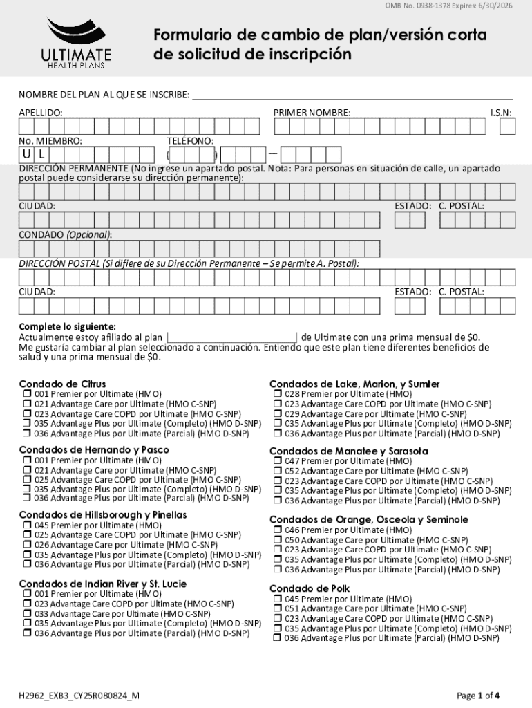 Rellenable en línea Solicitud De Inscripción Para Cambio De Plan De Salud Fax Email Imprimir ...