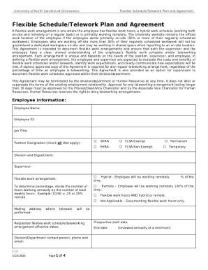 Flexible Schedule/telework Plan and Agreement Doc Template | pdfFiller