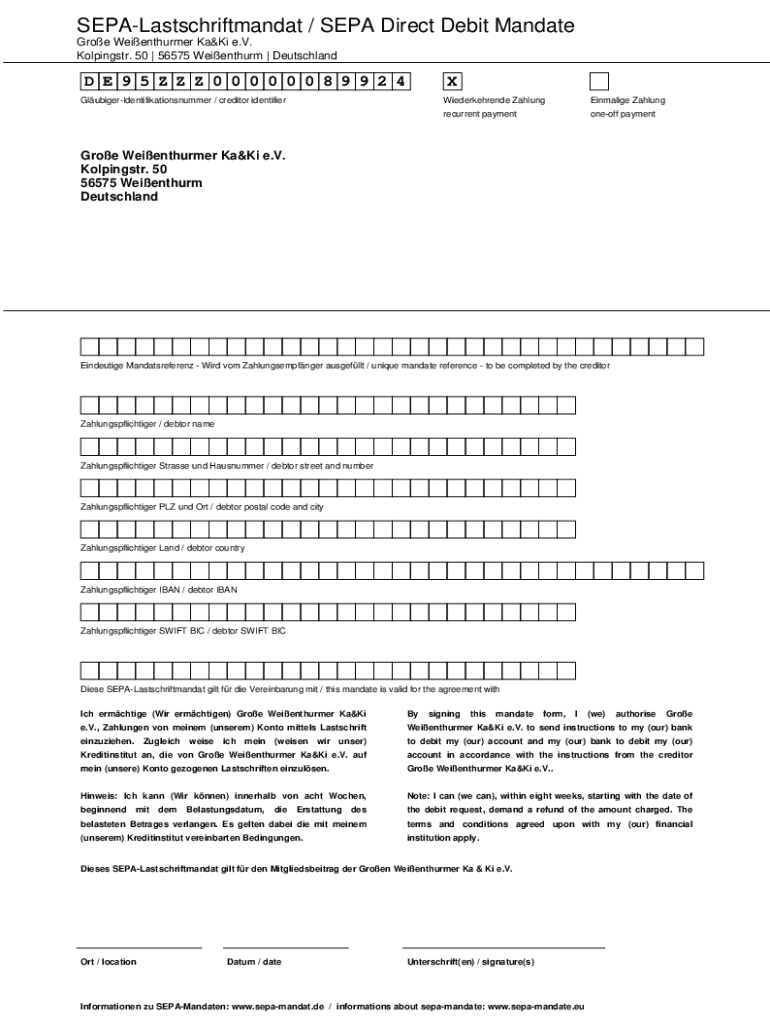 Fillable Online Sepa Direct Debit Mandate Fax Email Print - pdfFiller