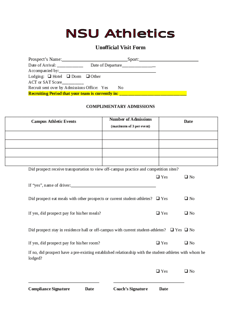 Unofficial Visit Doc Template | pdfFiller