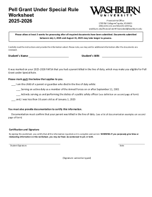 Fillable Online Pell Grant Under Special Rule Worksheet 2025-2026 Fax ...