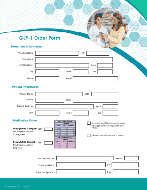 Fillable Online Glp-1 Order Form Fax Email Print - pdfFiller
