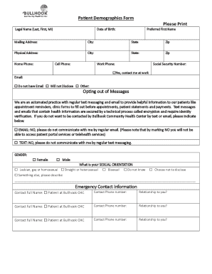 Fillable Online Patient Demographics Form Fax Email Print - pdfFiller