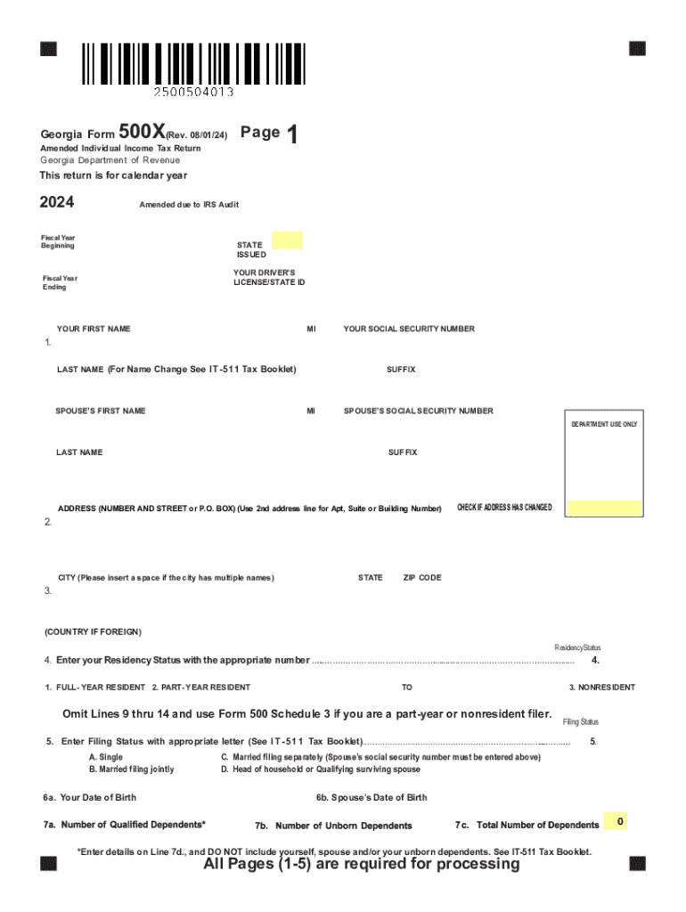 Fillable Online Amended Individual Income Tax Return Fax Email Print ...
