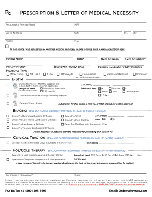 Fillable Online Prescription & Letter of Medical Necessity Fax Email ...