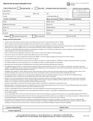 Fillable Online Natural Gas Account Activation Form Fax Email Print ...