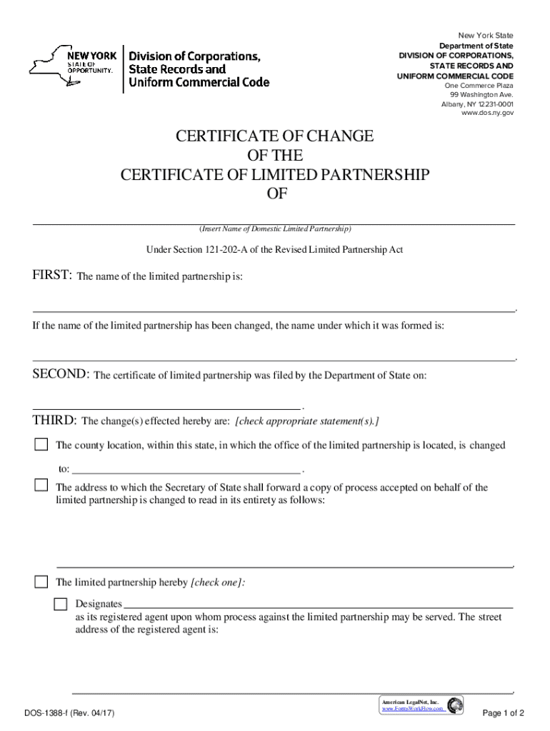 Fillable Online Certificate of Change of the Certificate of Limited ...