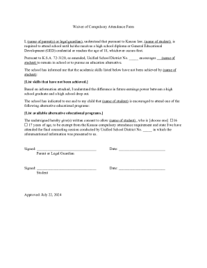 Fillable Online Waiver of Compulsory Attendance Fax Email Print - pdfFiller