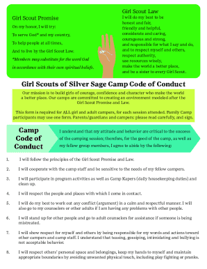Fillable Online Girl Scouts Camp Code of Conduct Fax Email Print ...