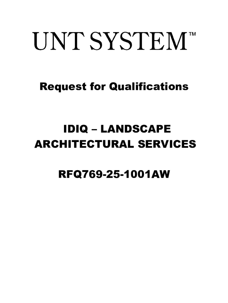 Fillable Online Request for Qualifications - Idiq Landscape Architectural Services Fax Email ...