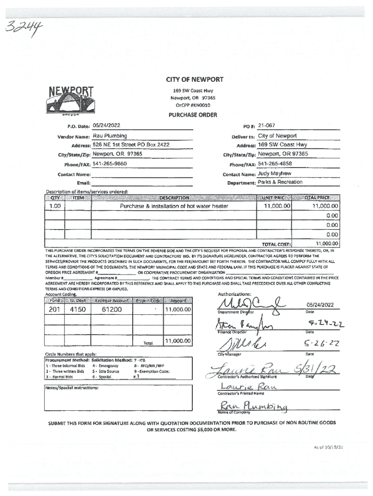 Fillable Online City of Newport Purchase Order Fax Email Print - pdfFiller