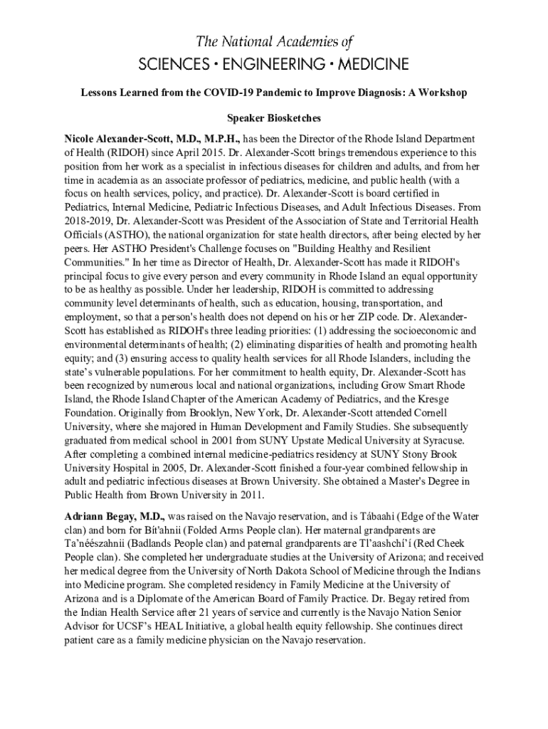 Fillable Online Lessons Learned from the COVID-19 Pandemic to Improve Diagnosis: A Workshop Fax ...