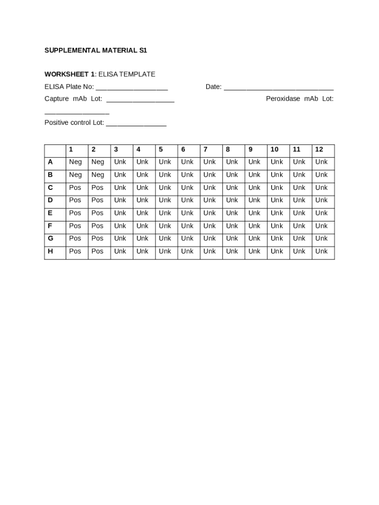 Worksheet 1: Elisa Template Doc Template | pdfFiller
