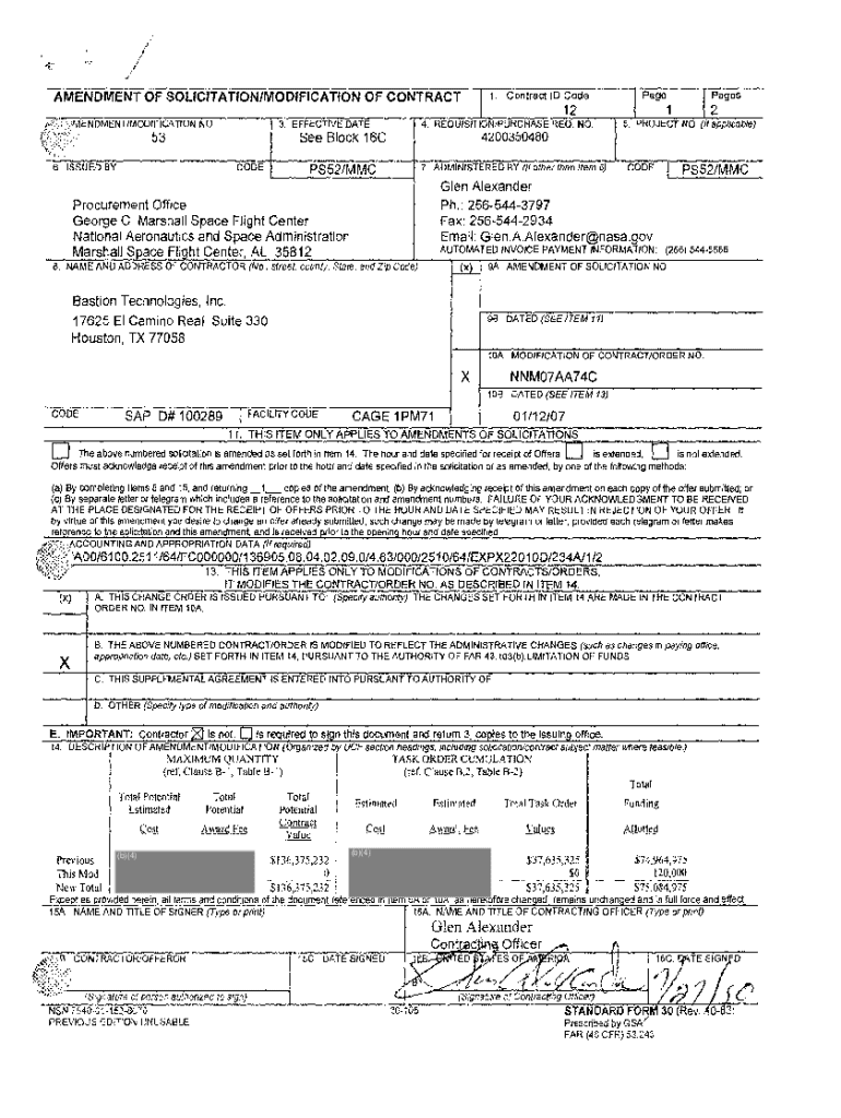 Fillable Online Amendment of Solicitation/modification of Contract Fax Email Print - pdfFiller