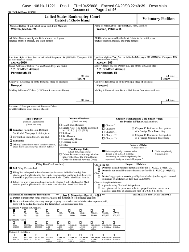 Fillable Online Voluntary Petition Fax Email Print - pdfFiller