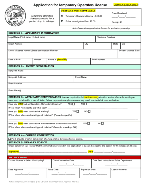 Fillable Online Temporary Operators License Application Fax Email Print ...